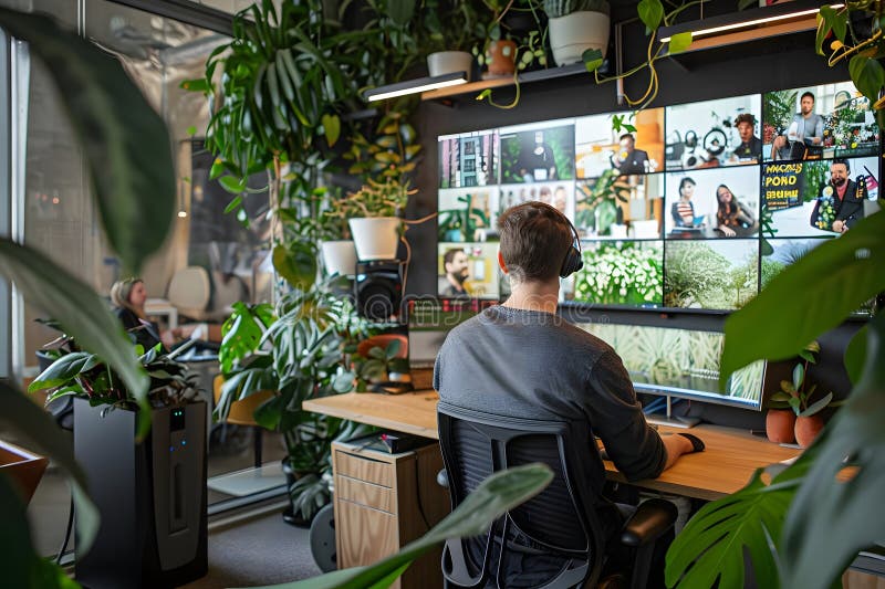 Remote Team Collaboration, a Professional Uses Video Conferencing ...