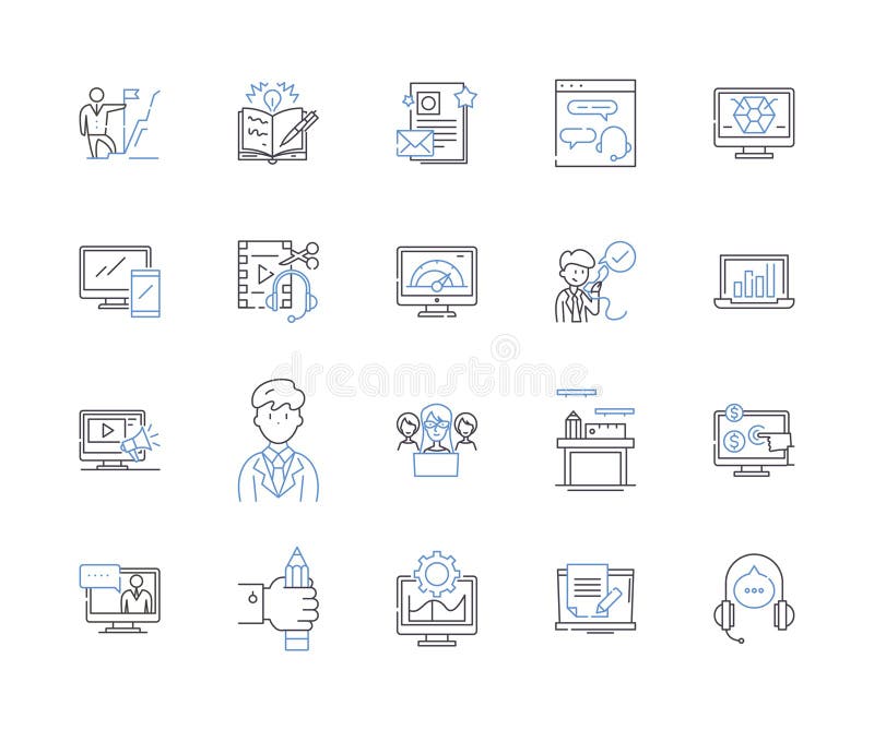 Remote Team Outline Icons Collection. Remote, Team, Digital, Workforce ...