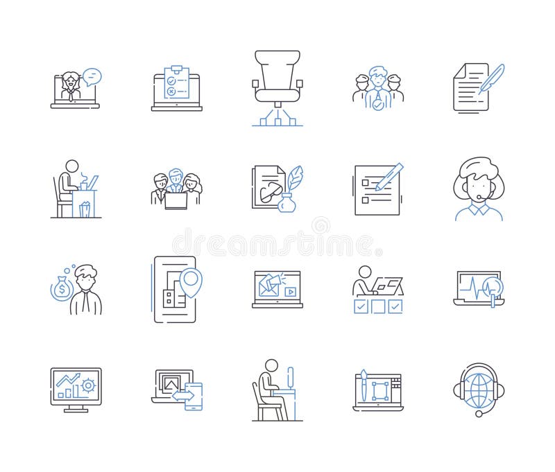 Remote Team Outline Icons Collection. Remote, Team, Digital, Workforce ...