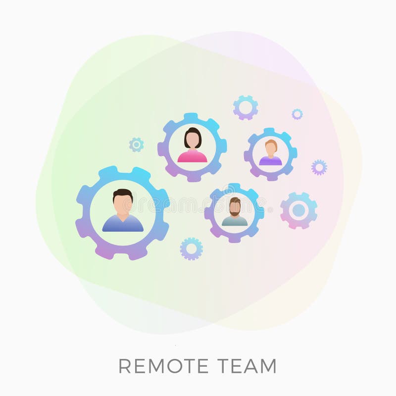 Remote Team Vector Flat Icon Concept. Distance Teamwork Business ...