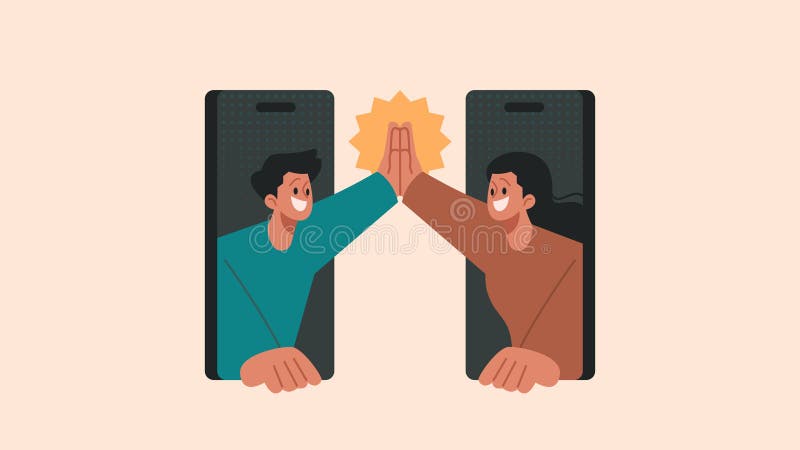 Remote Teamwork, People Virtual Hi Five for Success Collaboration ...