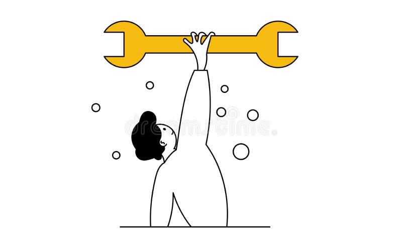 Remote Technical Support and Holding Wrench Vector Illustration Concept ...