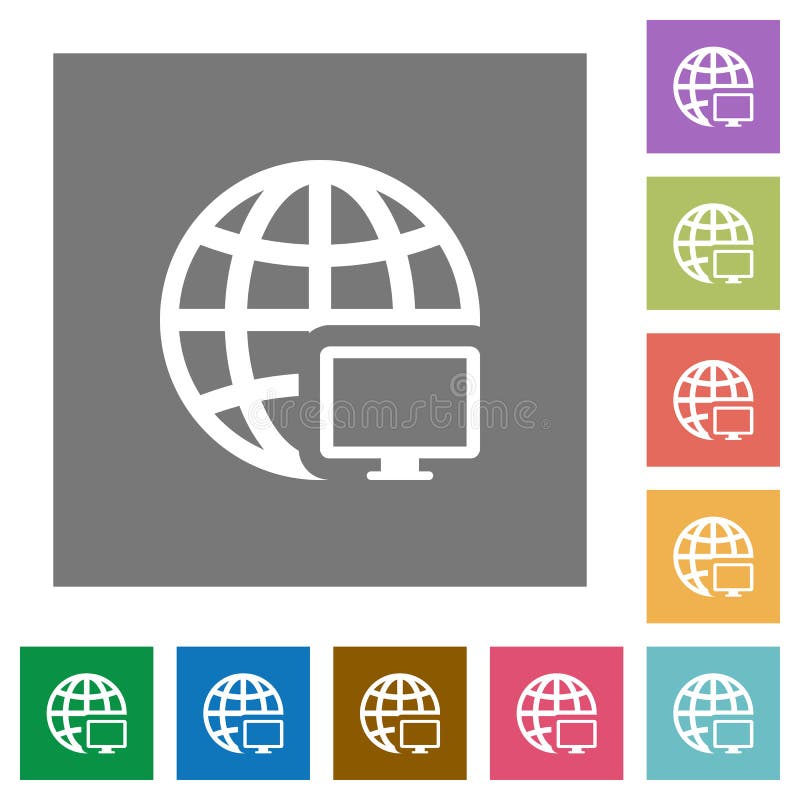 Remote Terminal Square Flat Icons Stock Vector - Illustration of plain ...