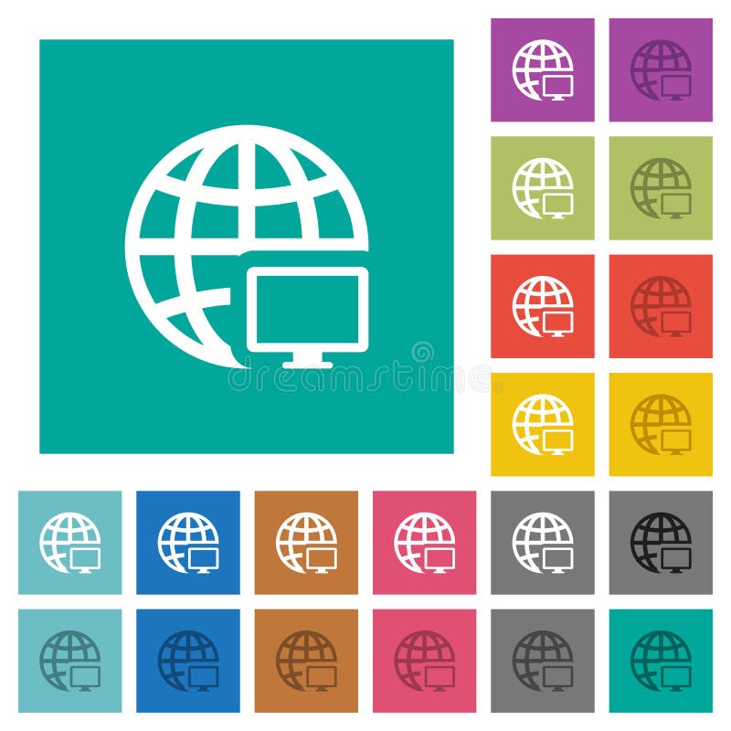 Remote Terminal Square Flat Multi Colored Icons Stock Vector ...
