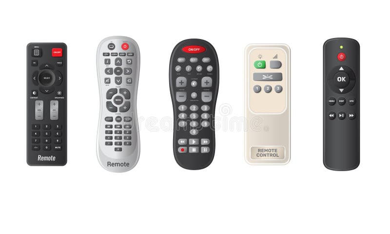Remote TV Controls Buttons Vector Illustration. Wireless Power Media ...