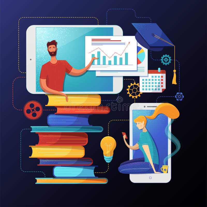 University Campus Vector Illustration Concept with Students and School ...