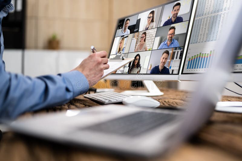 Remote Video Conferencing Lecture Stock Photo - Image of screen ...