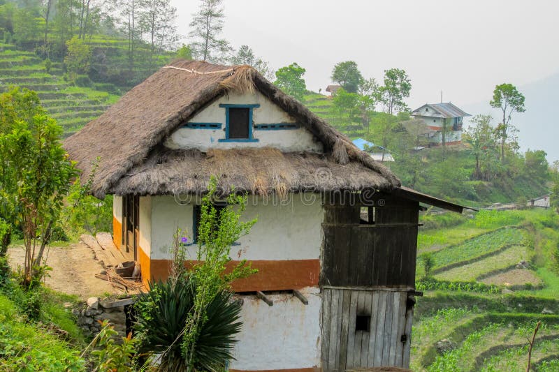 Remote Village House in Nepal Stock Photo - Image of people, base ...