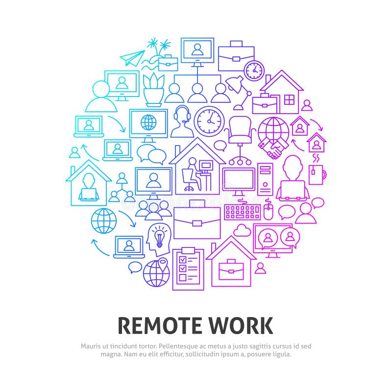 Remote Work Circle Concept stock vector. Illustration of design - 187873076