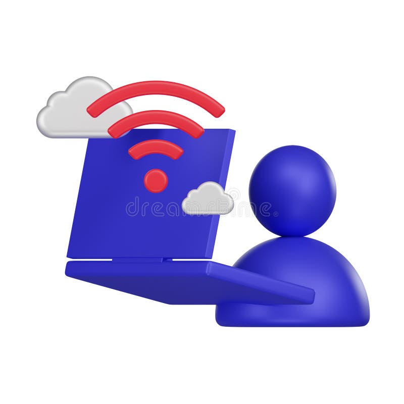 Remote Work on Cloud 3d Icon Stock Photo - Illustration of freedom ...