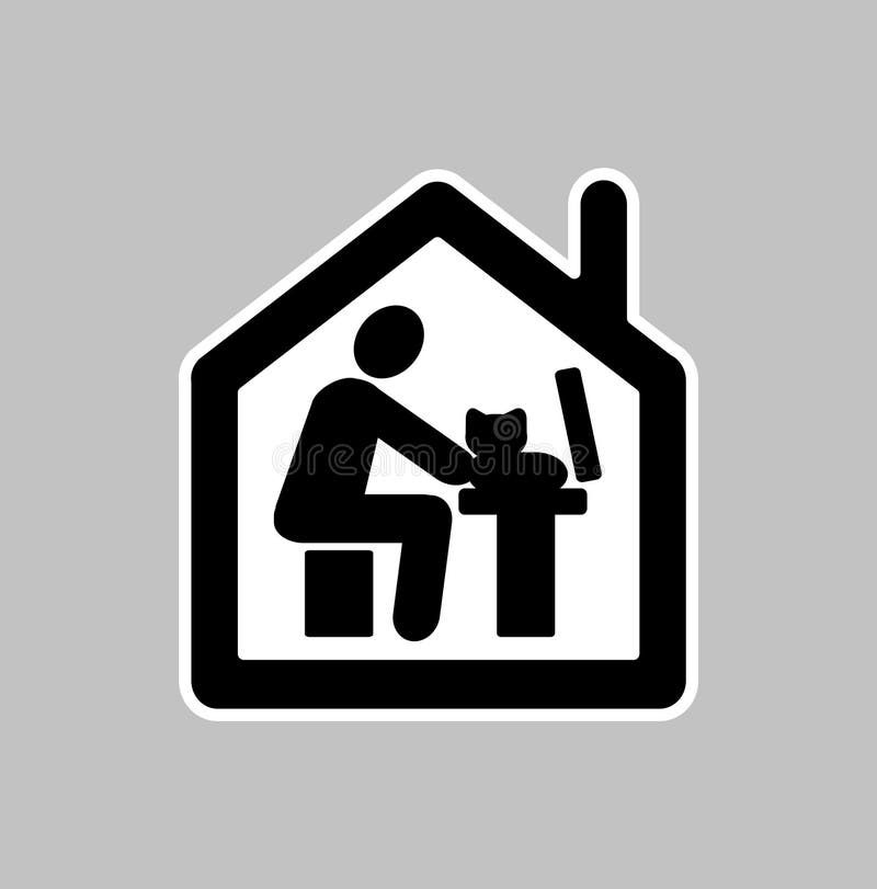 Remote Work Computer with Cat Icon Symbol Stock Vector - Illustration ...