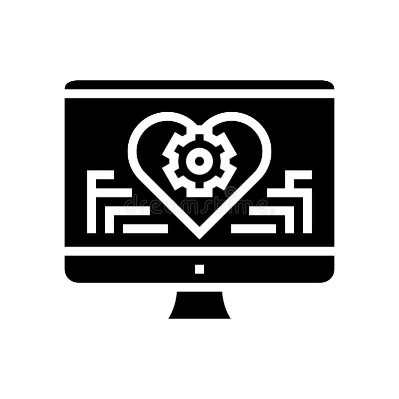 Remote Work on Computer Glyph Icon Vector Illustration Stock Vector ...