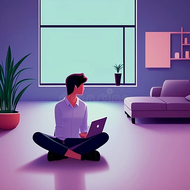 Remote work concept stock illustration. Illustration of communication ...