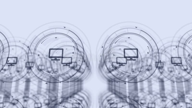 Network Community. Remote Work Concept. Desktop PC and Laptops. Loop ...