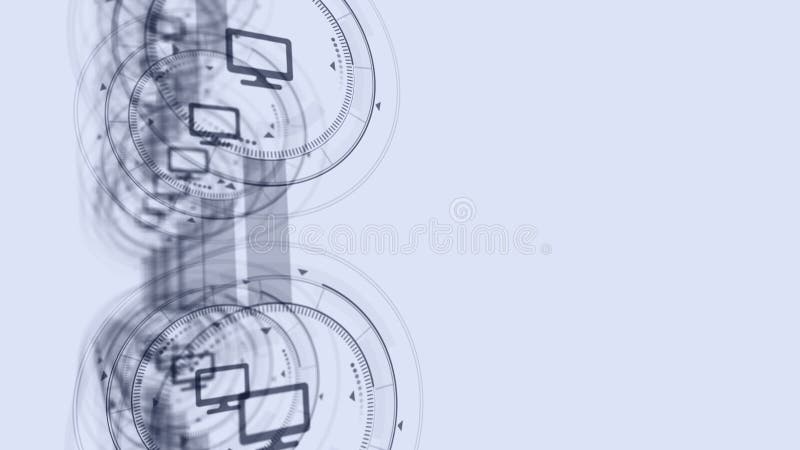 Network Community. Remote Work Concept. Desktop PC and Laptops. Loop ...