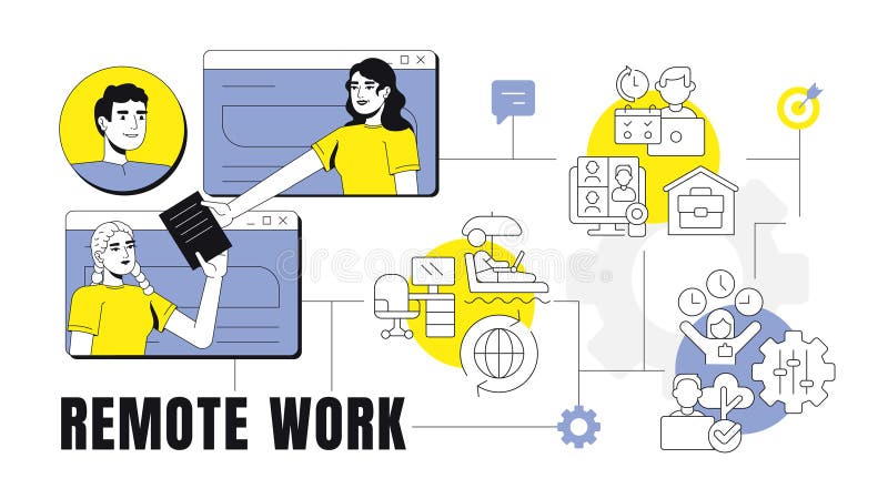 Remote Work Concept Illustration Stock Illustration - Illustration of ...