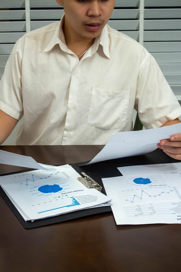 Remote Work Concept, Male Freelancer Read Business Document To Thinking ...