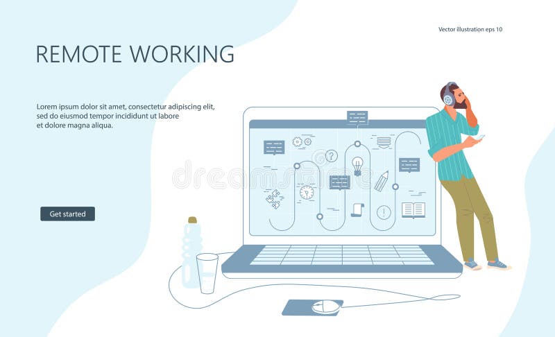 Remote work concept stock vector. Illustration of open - 194909512