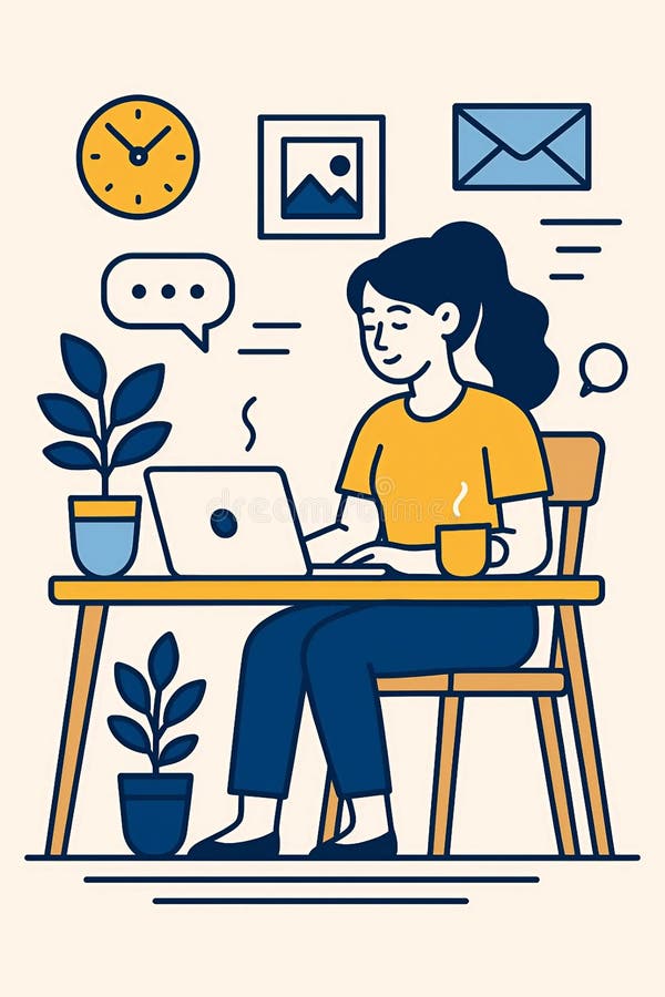 Remote Work Day – Flat Style Illustration" Stock Illustration ...