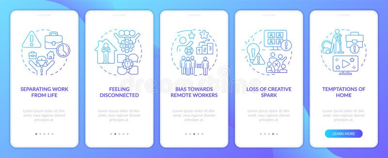 Remote Work Disadvantages Blue Gradient Onboarding Mobile App Screen ... Remote Work Disadvantages Blue Gradient Onboarding Mobile App Screen ...