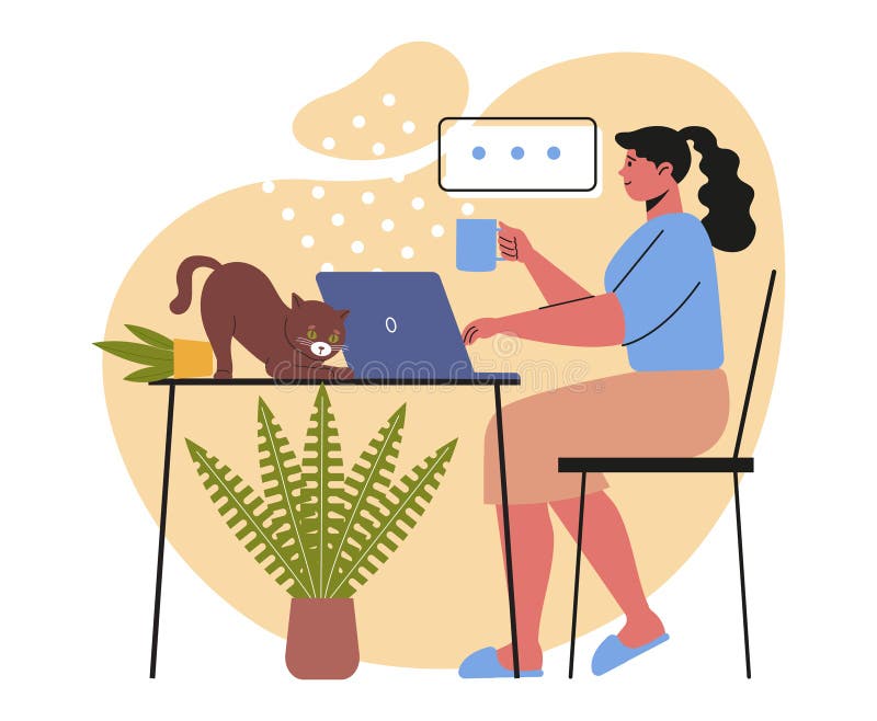 Remote work disadvantages stock vector. Illustration of work - 264371164