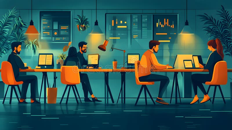 Remote Work Enabled by Fast Internet Technology Stock Illustration ...