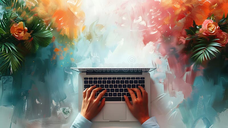 Remote Work Experience: Hands Typing Away on Laptop for Home Office ...