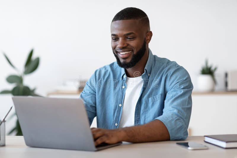 718 Smiling African Guy Working Laptop Home Stock Photos - Free ... 718 Smiling African Guy Working Laptop Home Stock Photos - Free ...