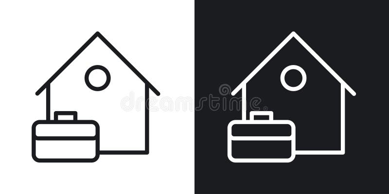 Remote Work Icon Set. Home Office Telework Vector Symbol in Black ...