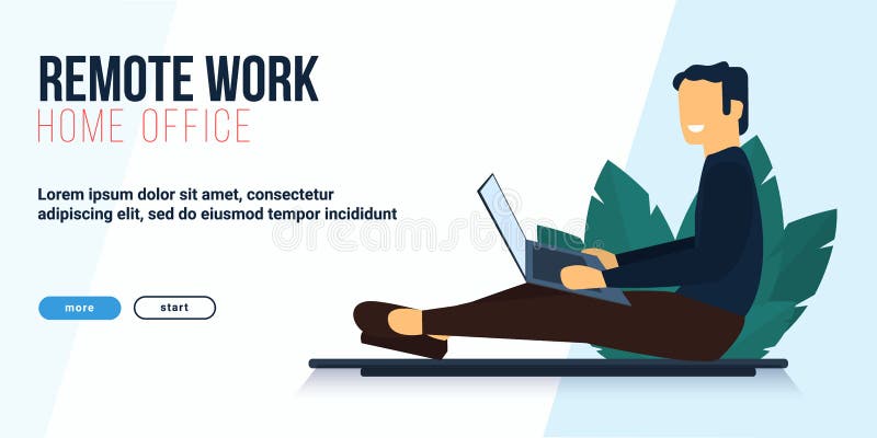 Remote Work and Home Office. Freelance or Studying Concept. Cute ...