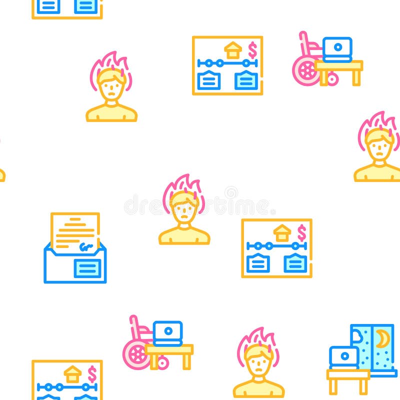 Remote Work from Home Vector Seamless Pattern Stock Vector ...