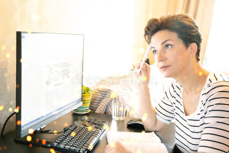 Remote work at home. stock photo. Image of home, happy - 202917172