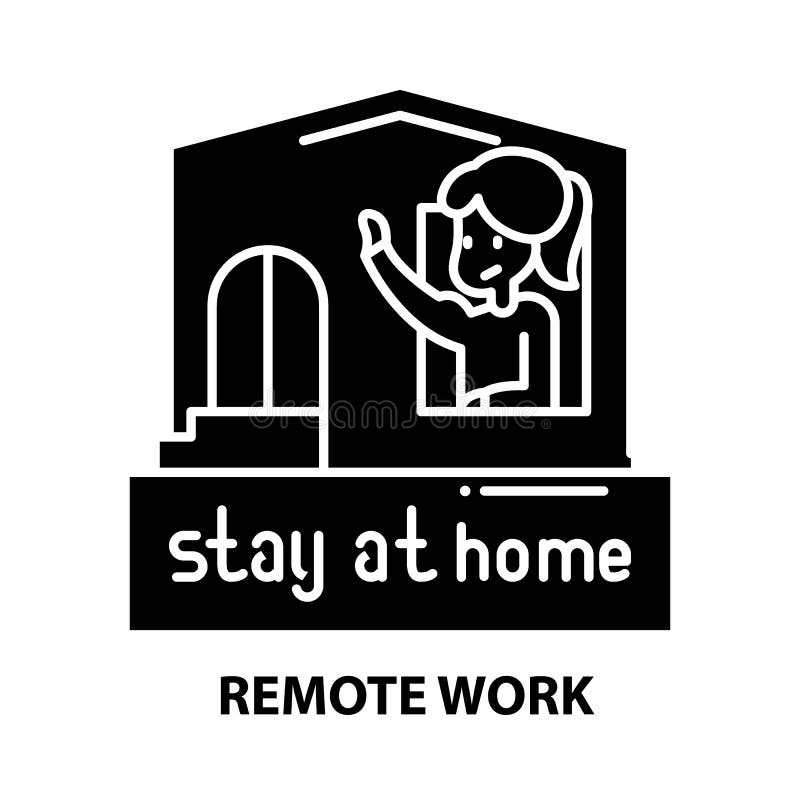 Remote Work Icon, Black Vector Sign with Editable Strokes, Concept ...
