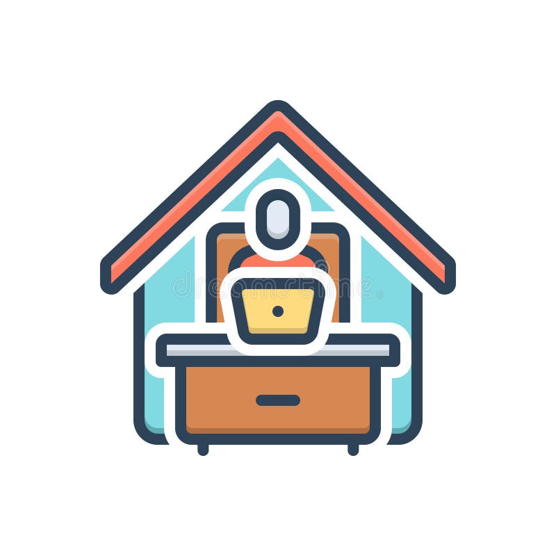 Color Illustration Icon for Remote Work, Work Form Home and Teleworker ...