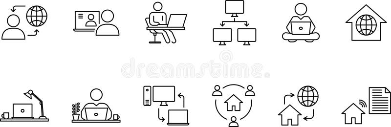 Remote Work Icon. Home Office. Telecommuting. Working from Home Stock ...