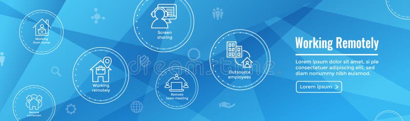 Remote Work Icon Set with Web Header Banner Stock Vector - Illustration ...