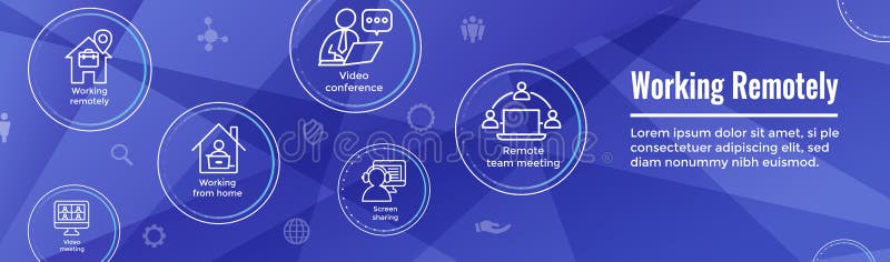 Remote Work Icon Set with Web Header Banner Stock Vector - Illustration ...