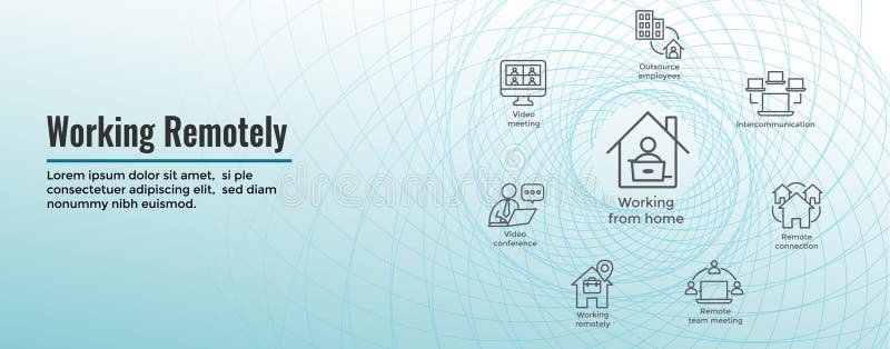 Remote Work Icon Set with Web Header Banner Stock Vector - Illustration ...