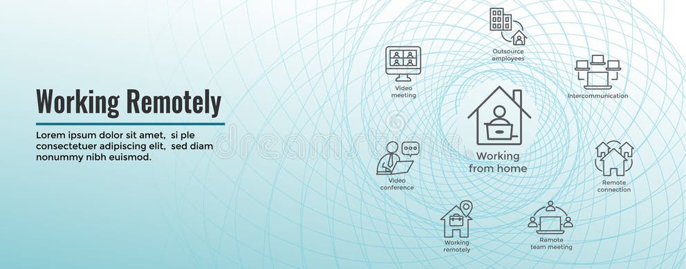 Remote Work Icon Set with Web Header Banner Stock Vector - Illustration ...