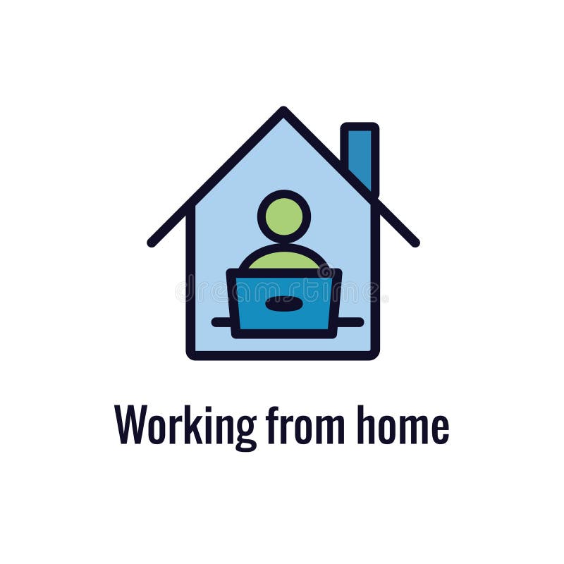 Remote Work Icon Set with Work from Home, Video Meetings, Etc Stock ...