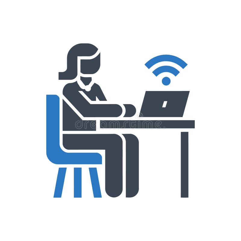 Remote Work Icon stock vector. Illustration of office - 361696450