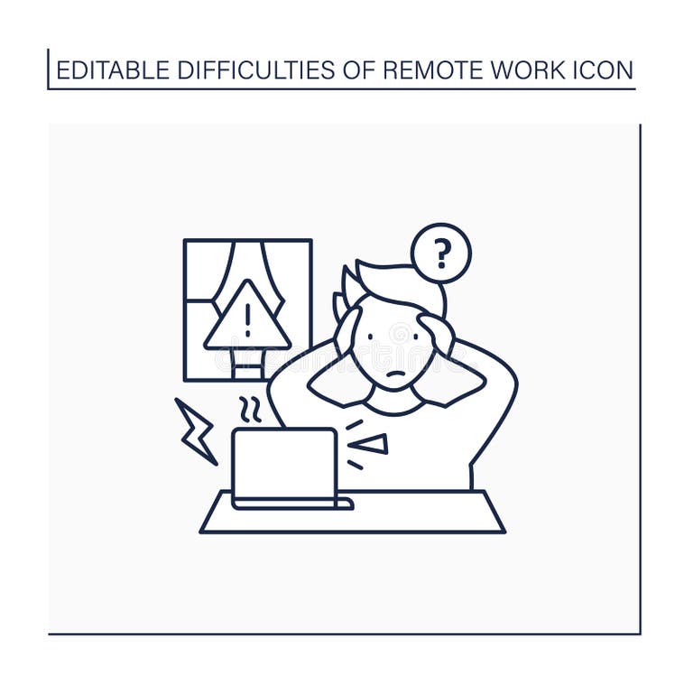 Remote work line icon stock vector. Illustration of anxiety - 221233375