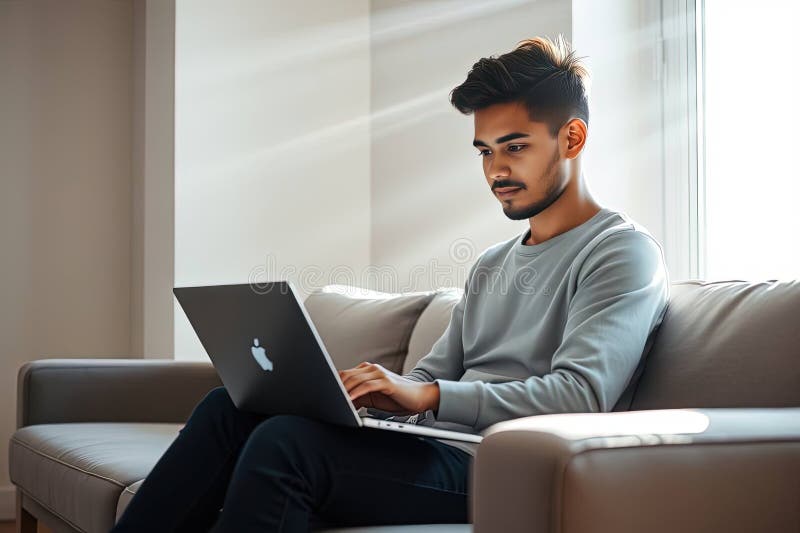 Remote Work in Modern Comfort Stock Illustration - Illustration of ...