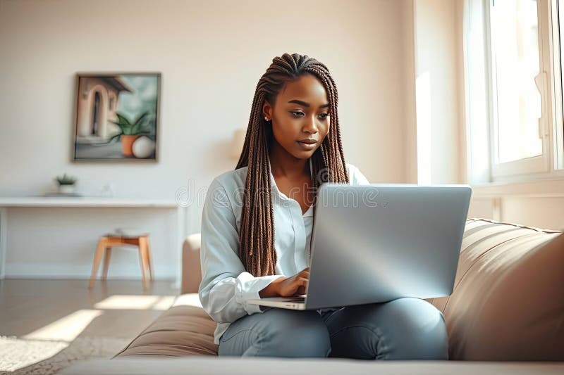 Remote Work in Modern Comfort Stock Illustration - Illustration of ...