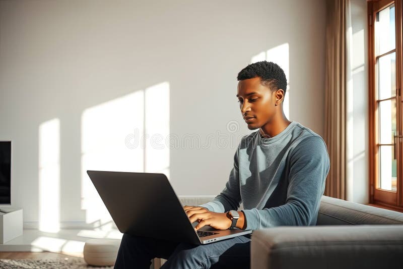 Remote Work in Modern Comfort Stock Illustration - Illustration of ...