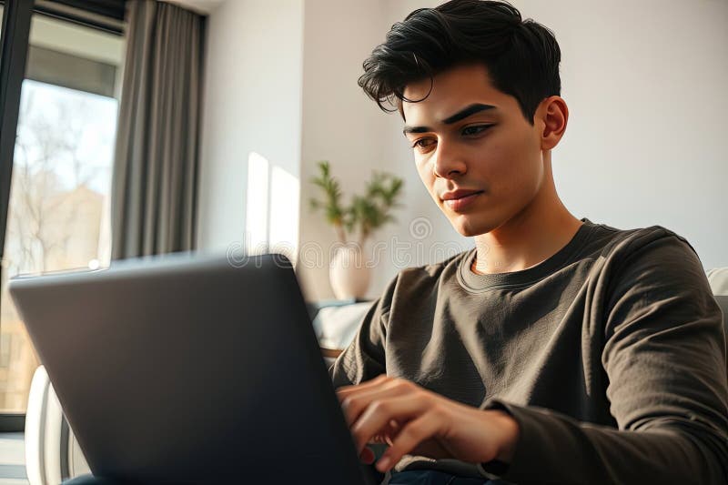 Remote Work in Modern Comfort Stock Illustration - Illustration of home ...