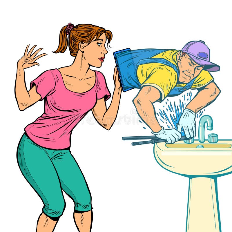 Male Fat Plumber Standing with Checklist Sign Stock Vector ...