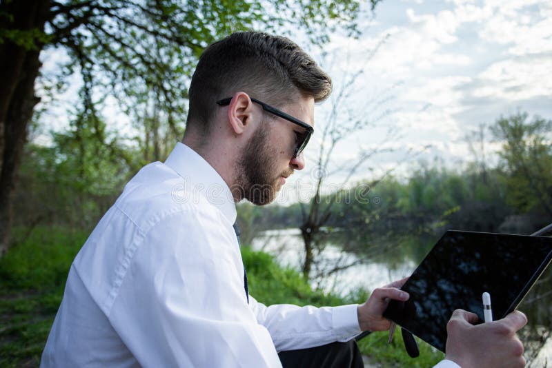 Remote Work Online. Work Outside the Office Stock Photo - Image of ...