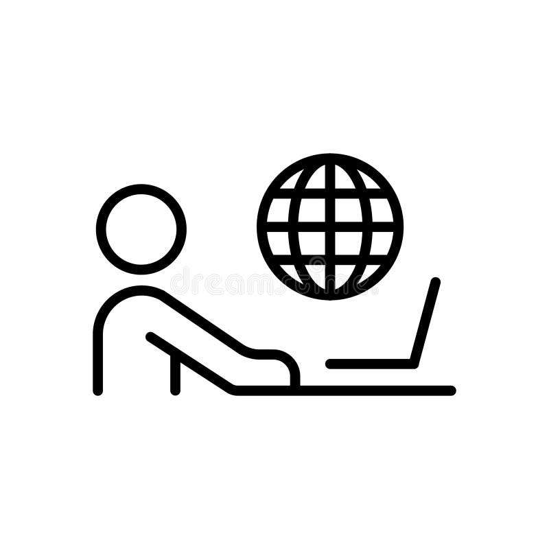Remote Work Outline Vector Icon Stock Illustration - Illustration of ...