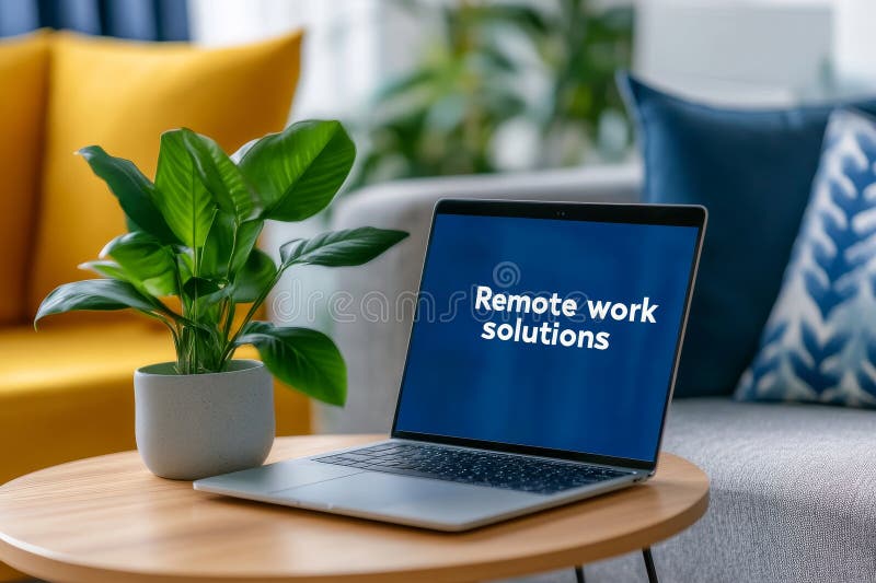Remote Work Setup at Home Laptop Displays Remote Work Solutions ...